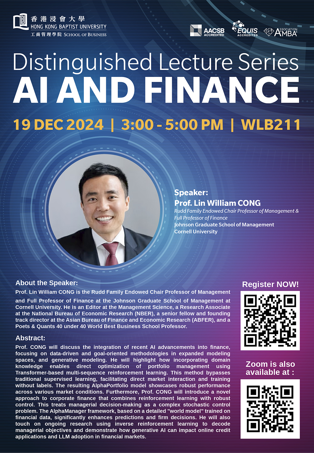 Distinguished Lecture Series: AI and Finance